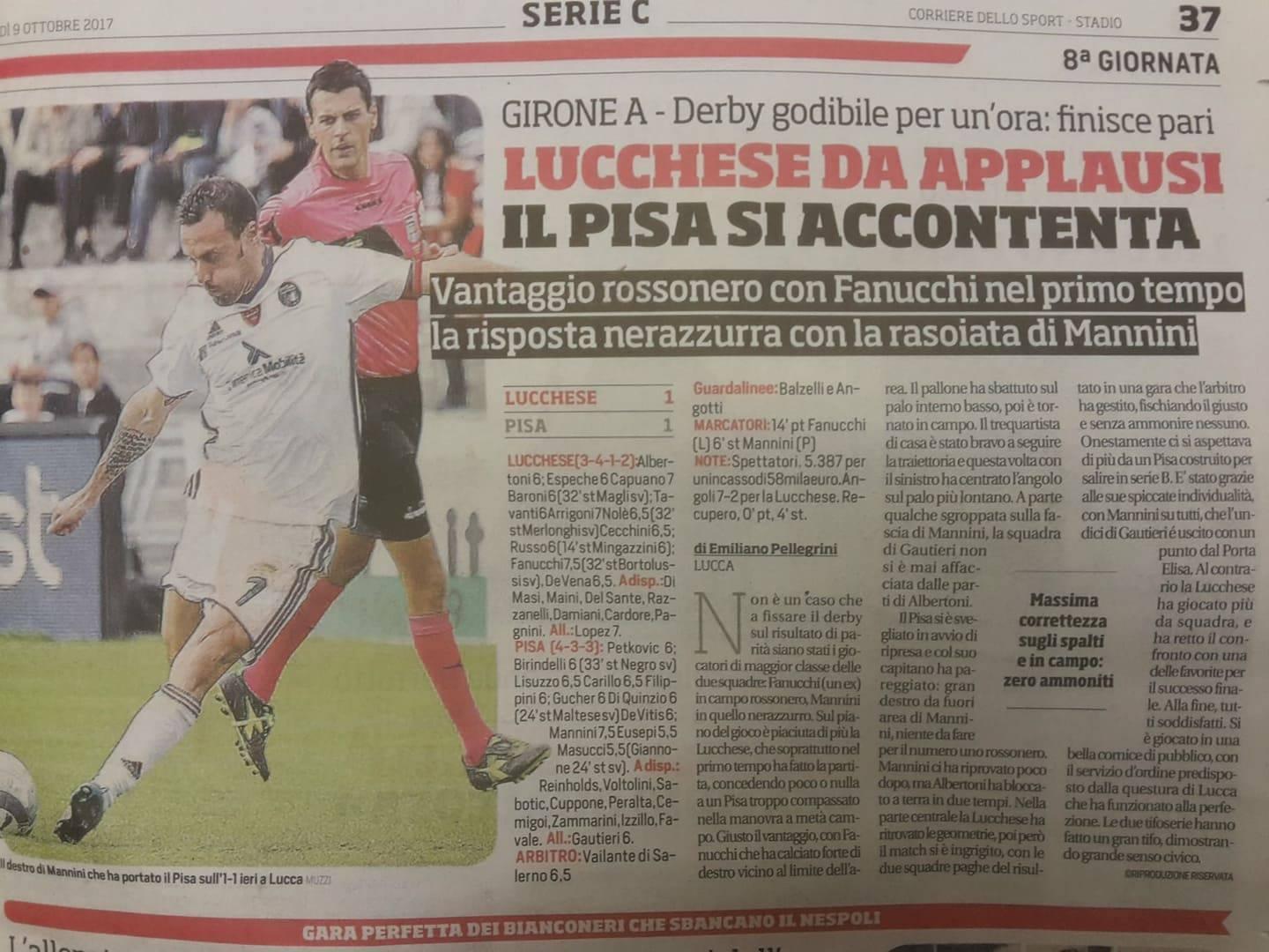 Rassegna stampa: Lucchese e Pisa, un tempo per uno » Gazzetta Lucchese Rassegna stampa: Lucchese e Pisa, un tempo per uno » Gazzetta Lucchese