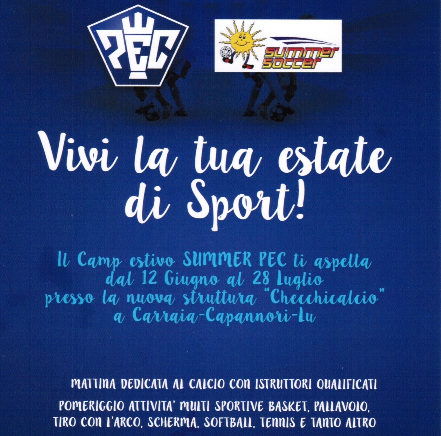 Al via il 12 giugno alla Checchicalcio il camp estivo Summer Pec ...